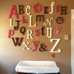 PAINTED Alphabet Set - Wooden Wall Letter - Alphabet Wall- Mixed Fonts ...