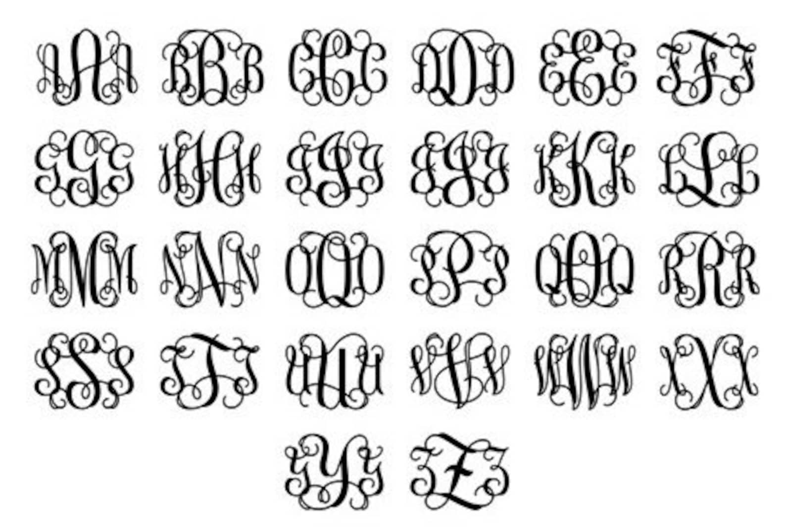 Unpainted Wooden Monogram Three Letter Monogram Vine - Etsy