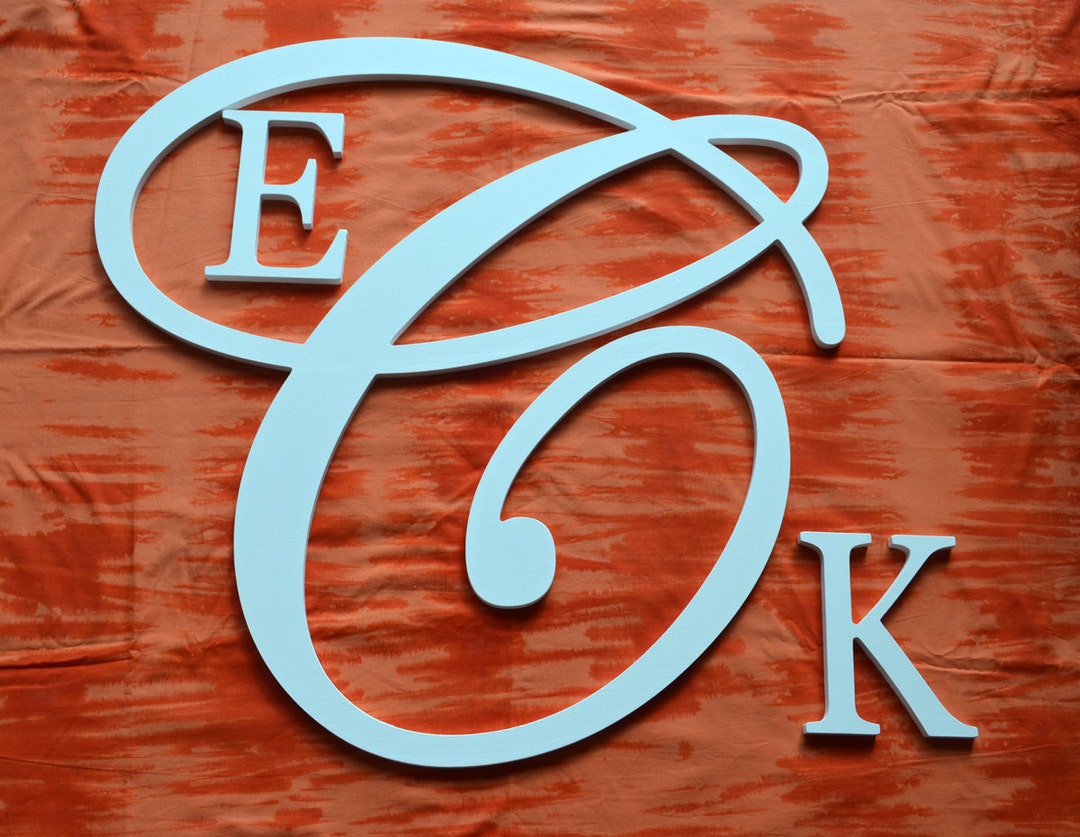 Wooden Monogram Wall Decor Wood Letters, Nursery Monogram Wall Hanging ...