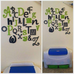 Wooden Wall Hanging Alphabet Set - Wooden Wall Letters - Alphabet Wall ...