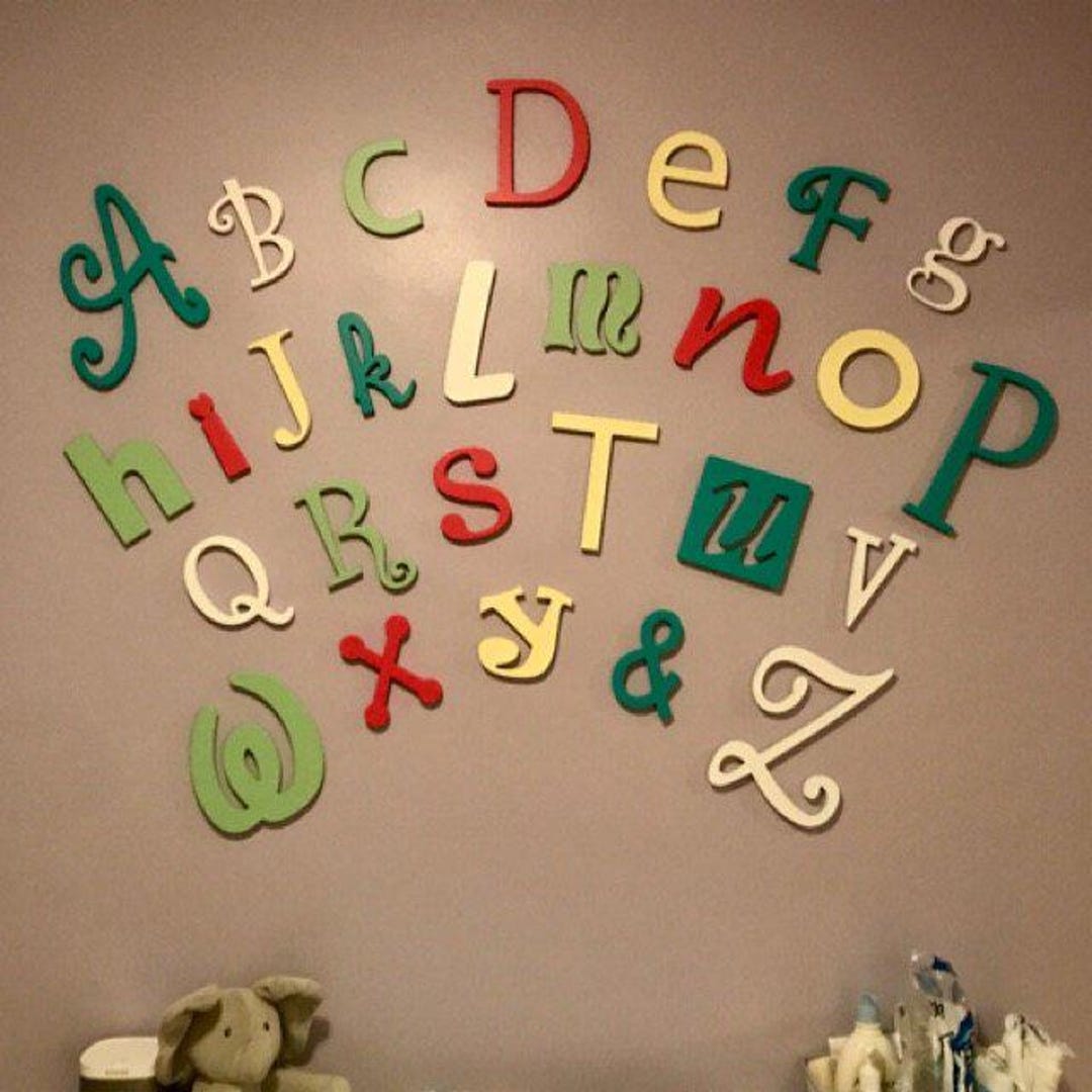 Wooden Wall Hanging Alphabet Set - Wooden Wall Letters - Alphabet Wall ...