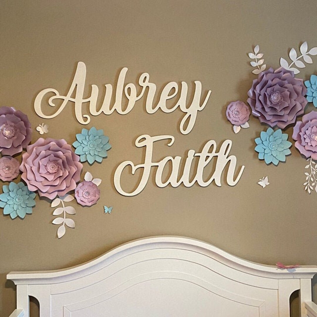 Wood Name Sign Cutout - Painted Name Wall Hanging - Baby Nursery Name ...