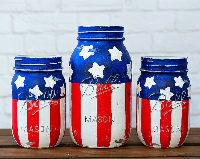 American Flag Mason Jars Pints and Quarts - Etsy
