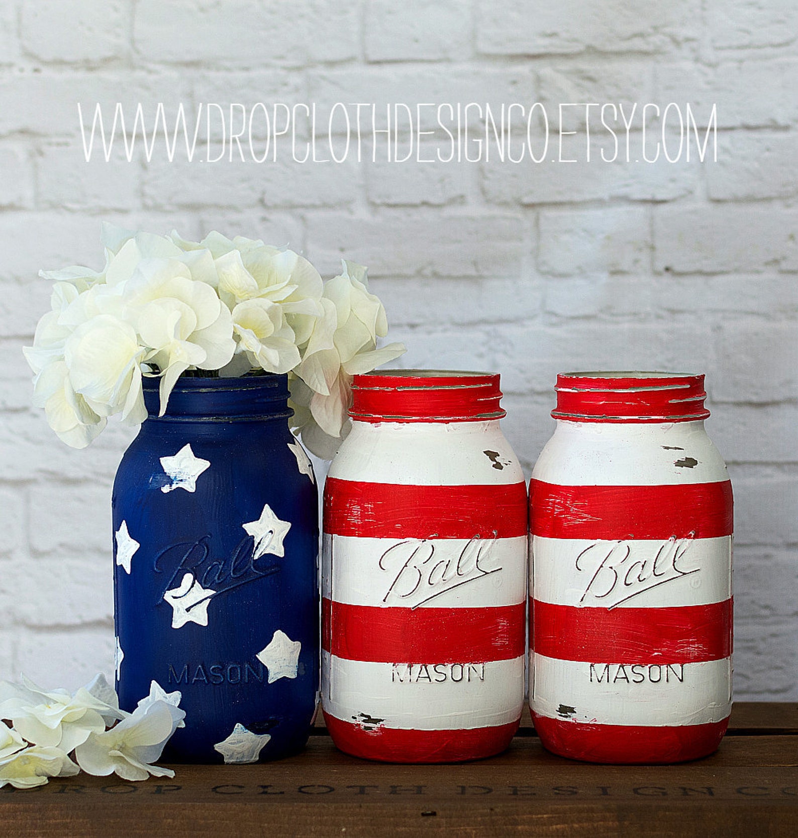American Flag Mason Jars - Quart Sized - Etsy