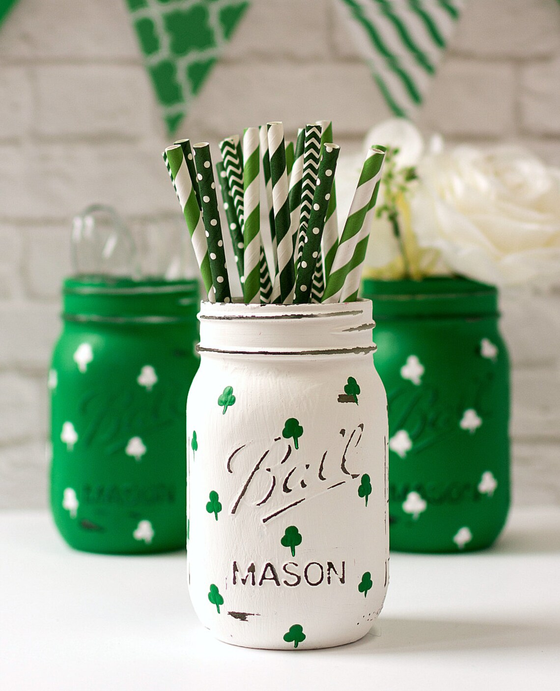 St Patricks Day Mason Jar Set - Irish Flag, Shamrock Mason Jars ...