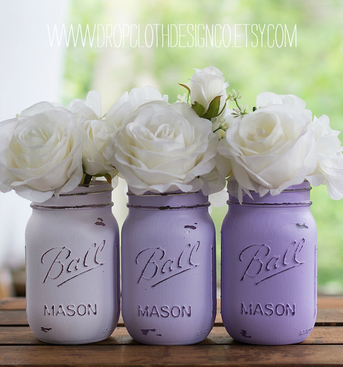 Lavender Painted and Distressed Mason Jars Wedding - Etsy