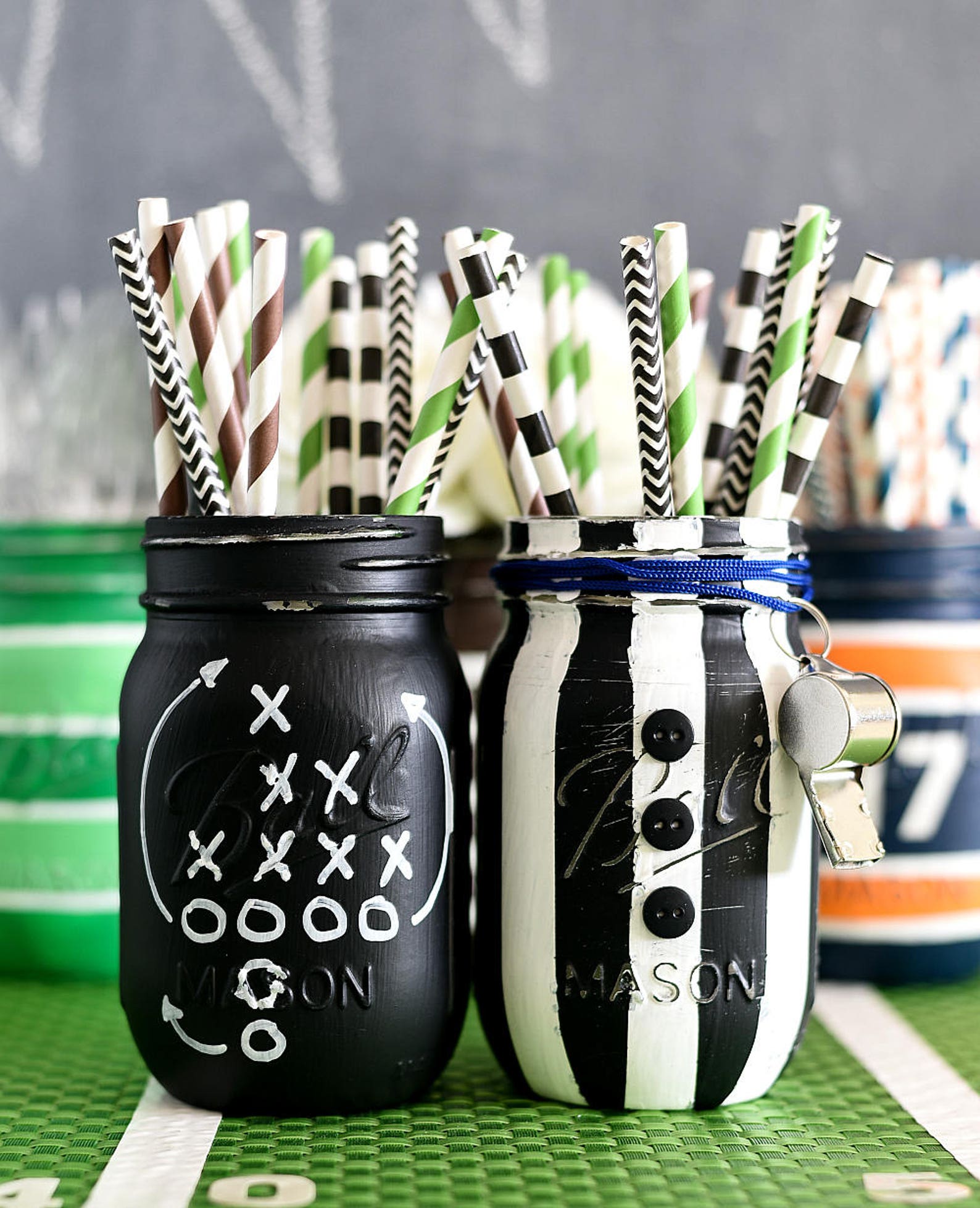Football Party Mason Jars Football Football Jersey - Etsy
