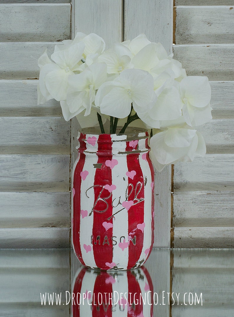 Valentine's Painted Mason Jars Hearts Painted Mason Jars - Etsy