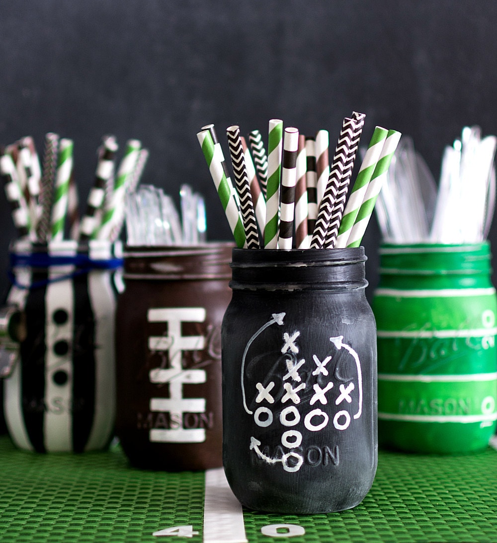 Football Mason Jars Football Party Mason Jar Set Mason - Etsy