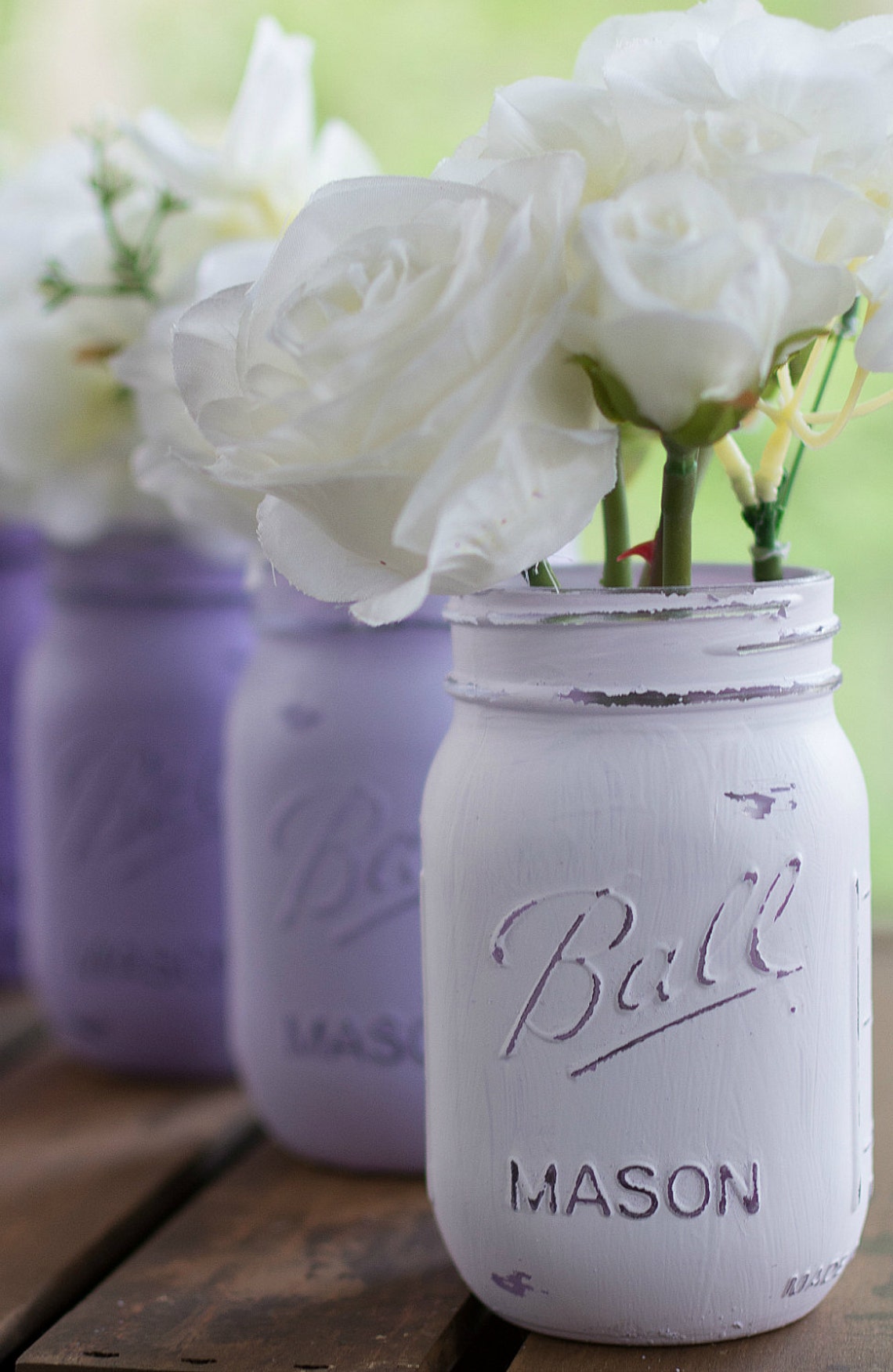 Lavender Painted and Distressed Mason Jars Wedding - Etsy