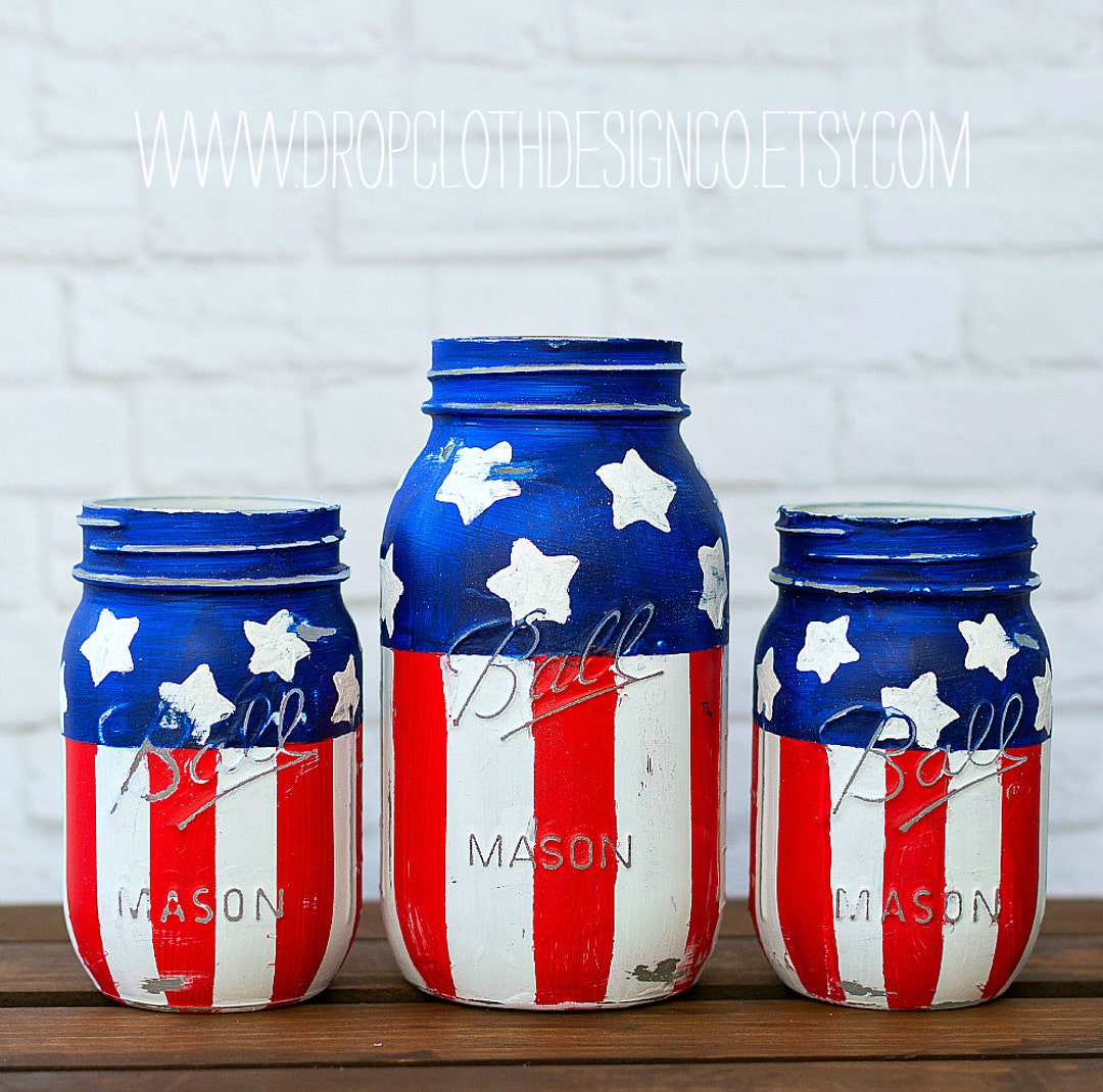 American Flag Mason Jars - Pints and Quarts - Etsy