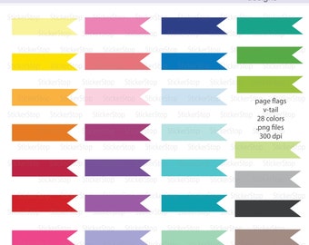 Color Block Page Flags Digital Clipart Instant Download PNG | Etsy