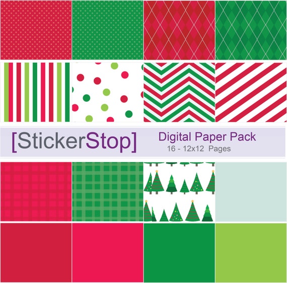 Merry Christmas Pack 1 Digital Paper Set Instant Download - Etsy