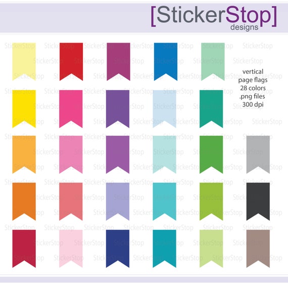 Vertical Page Flags Digital Clipart in a Rainbow of Colors - Instant ...