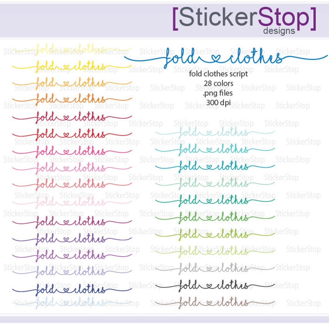 Fold Clothes Script Icon Digital Clipart in Rainbow Colors - Instant ...