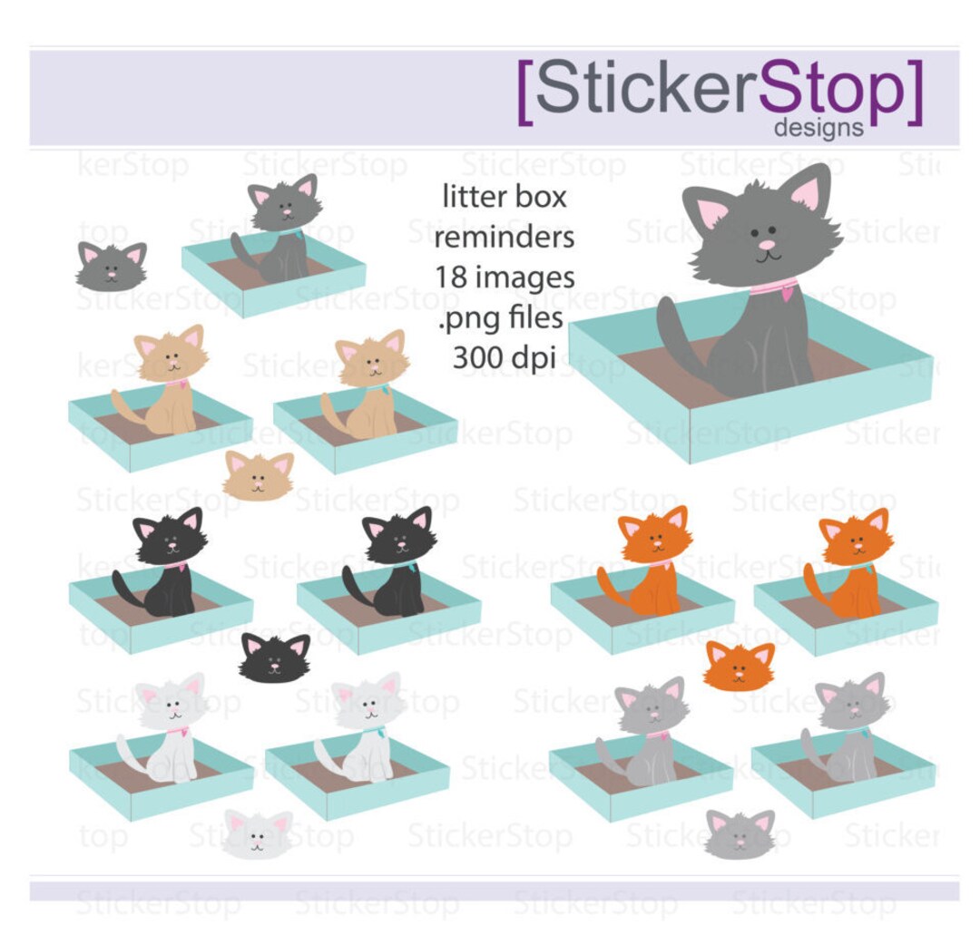 Litter Box Reminder, PNG Digital Clipart - Instant Download - Cats ...