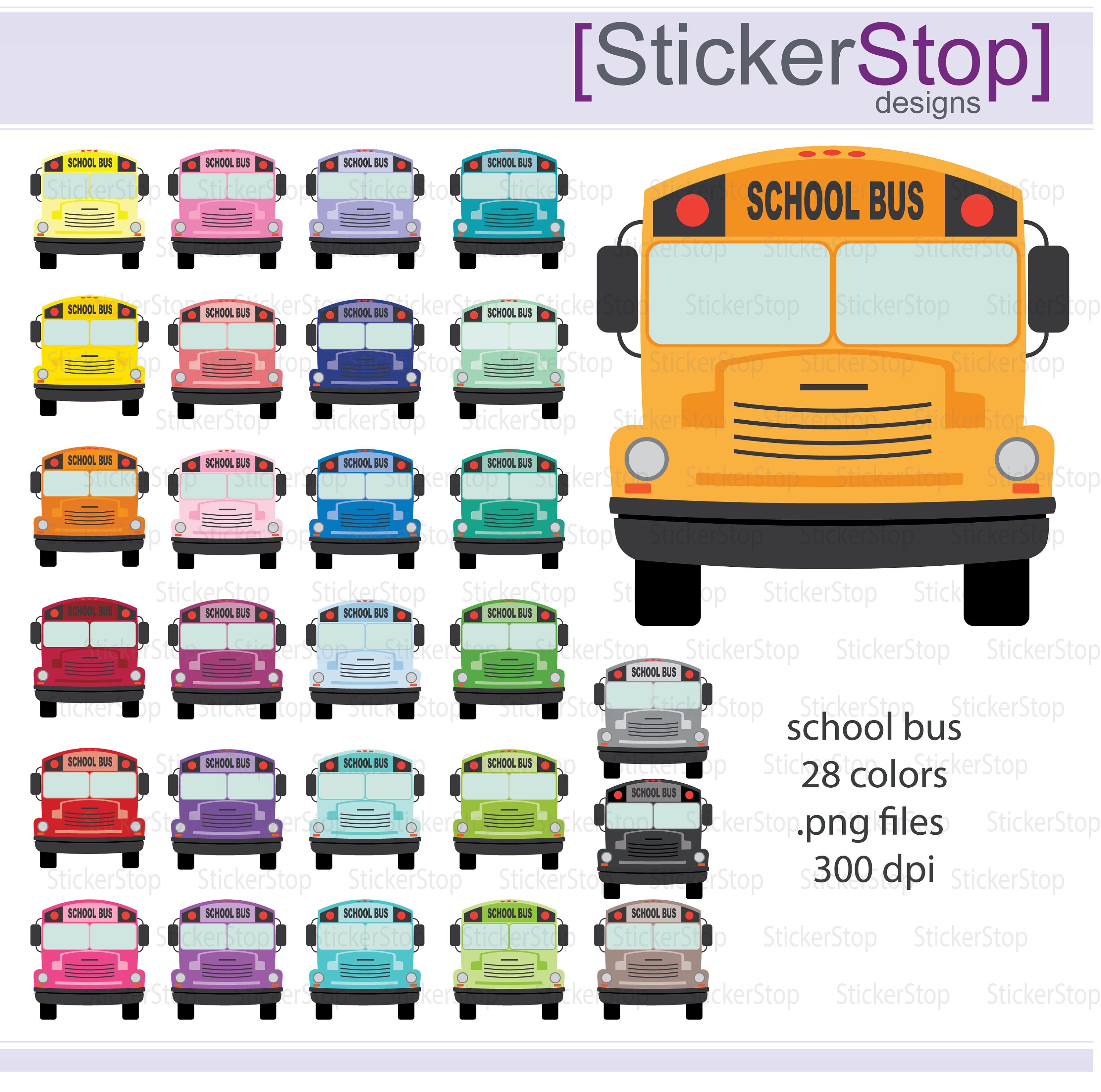 School Bus Digital Clipart - Instant Download PNG Files - Etsy