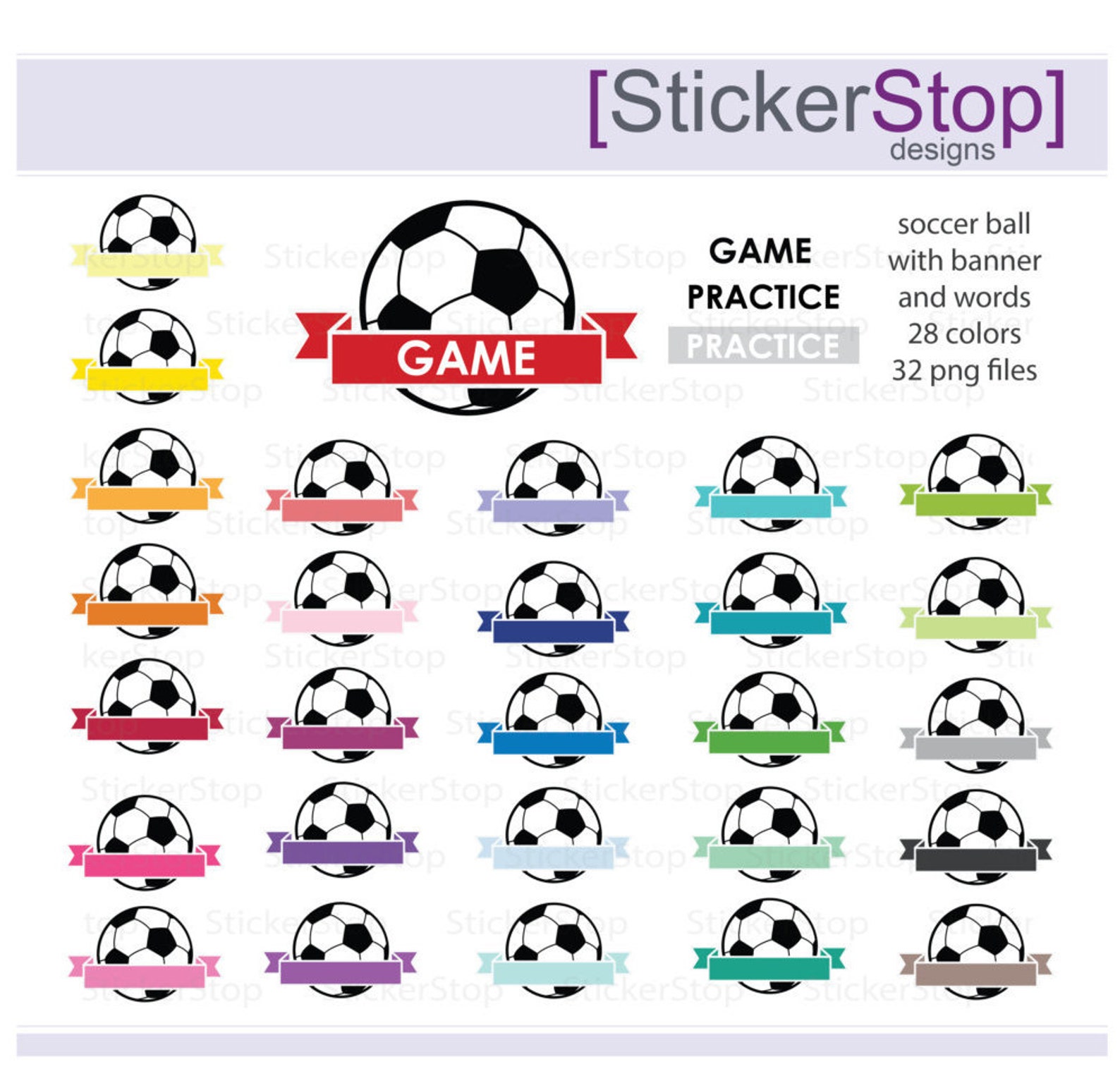 Soccer Game and Practice Reminder Clipart 28 Colors, PNG Digital ...
