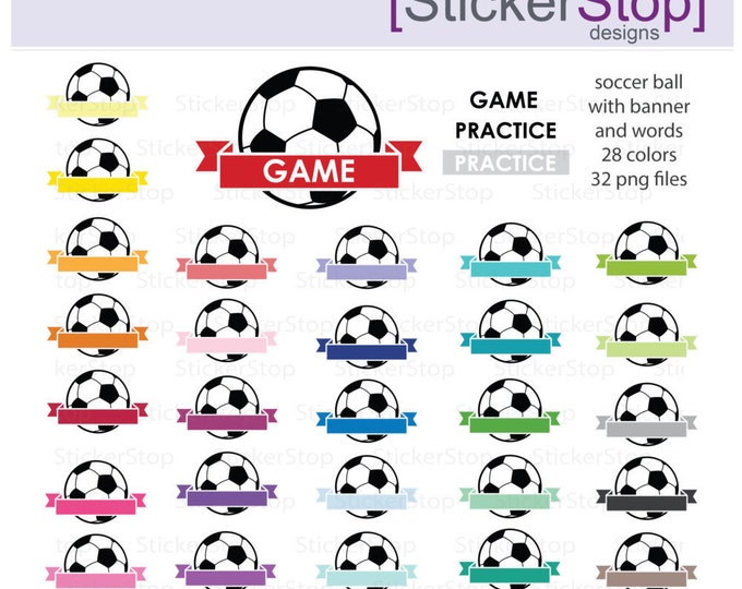 Soccer Game and Practice Reminder Clipart 28 Colors, PNG Digital ...