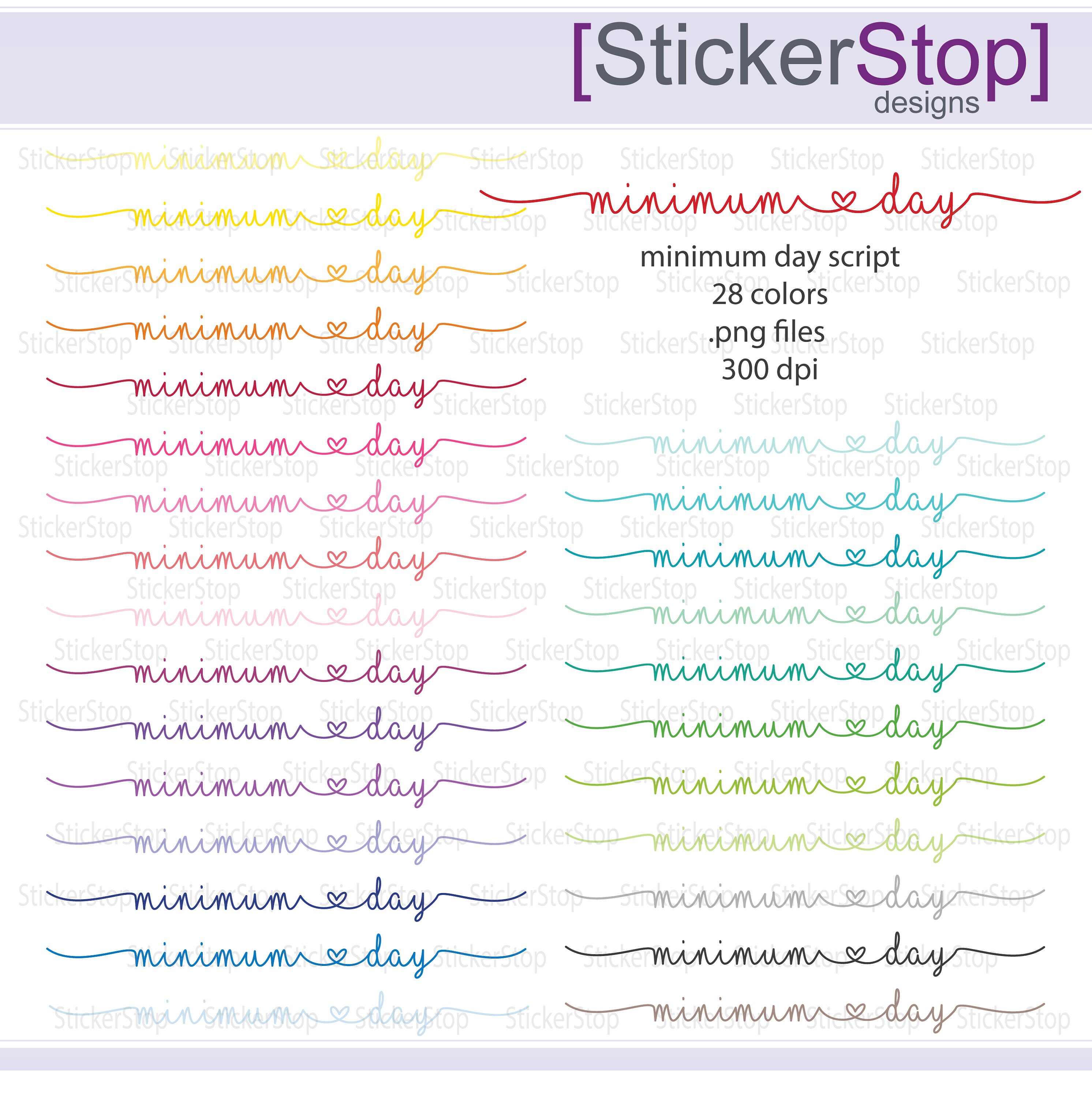 Minimum Day Script Icon Digital Clipart in Rainbow Colors - Instant ...