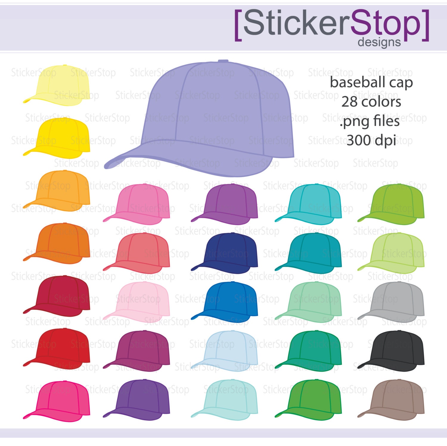Baseball Hat or Baseball Cap Digital Clipart - Instant Download PNG ...