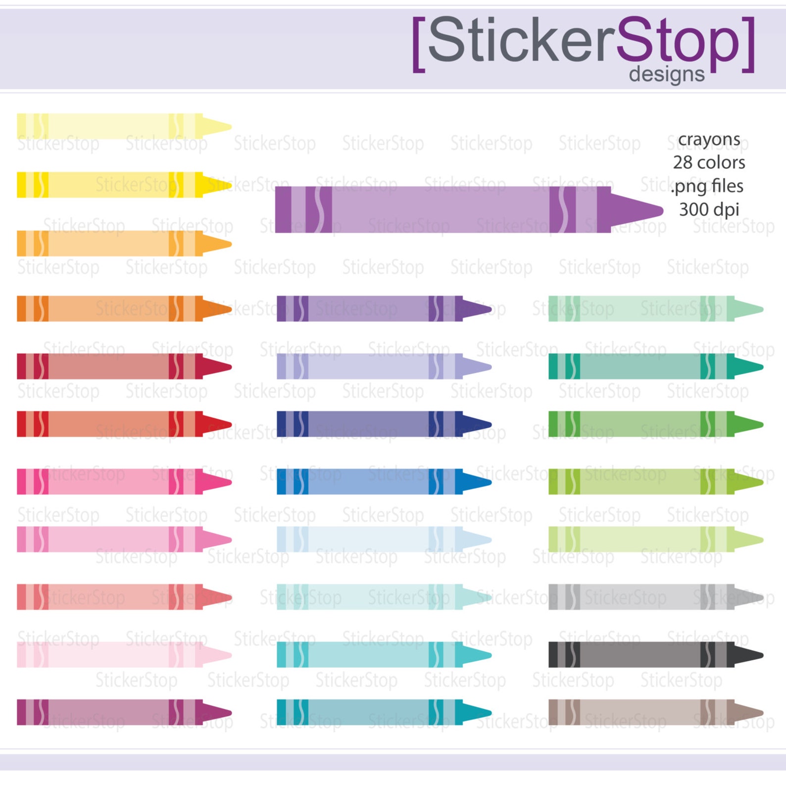 Coloring Crayon Icon Digital Clipart in Rainbow Colors - Instant ...