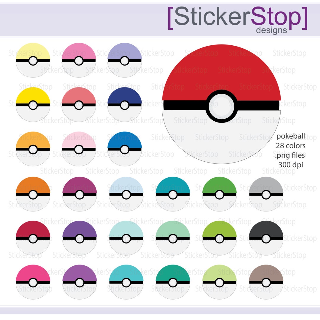 Pokemon Pokeball Icon Digital Clipart in Rainbow Colors - Instant ...
