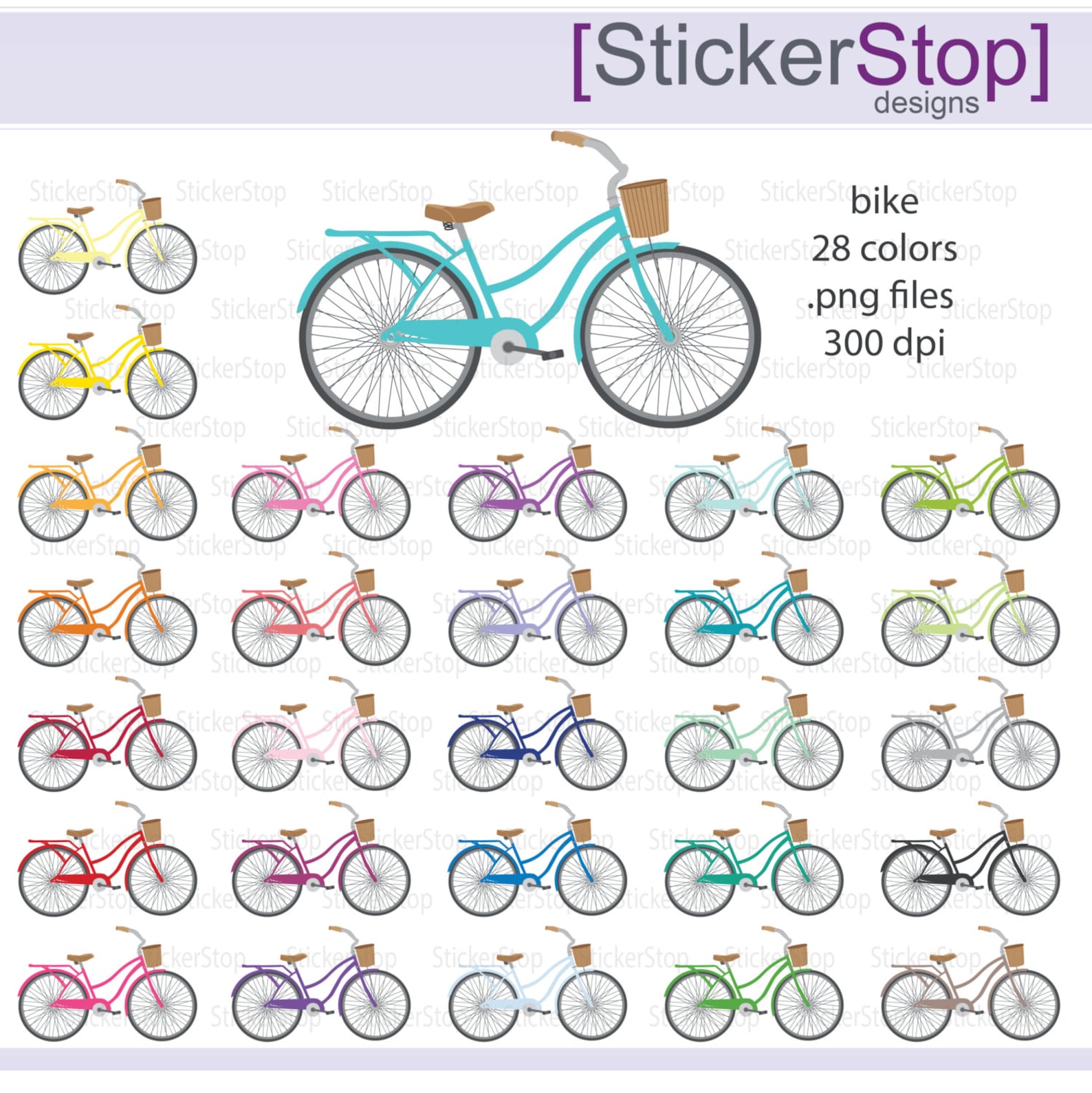 Bike or Bicycle Digital Clipart Instant Download PNG Files - Etsy