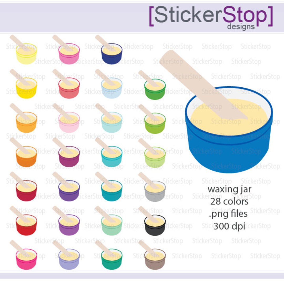 Waxing Jar With Wax Digital Clipart in Rainbow Colors - Instant ...