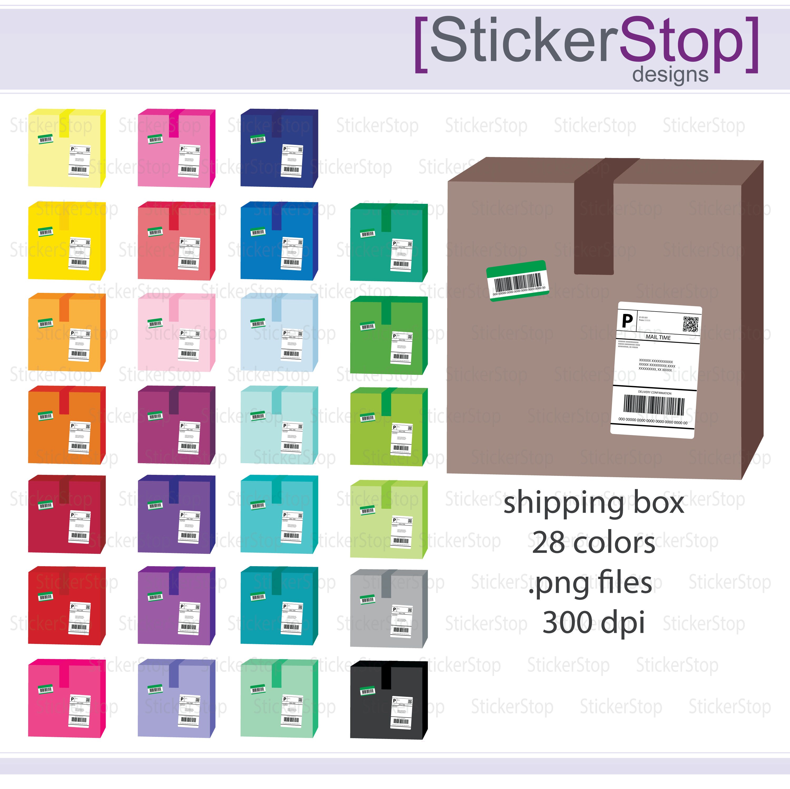 Colorful Shipping Box Icon Digital Clipart in Rainbow Colors - Instant ...