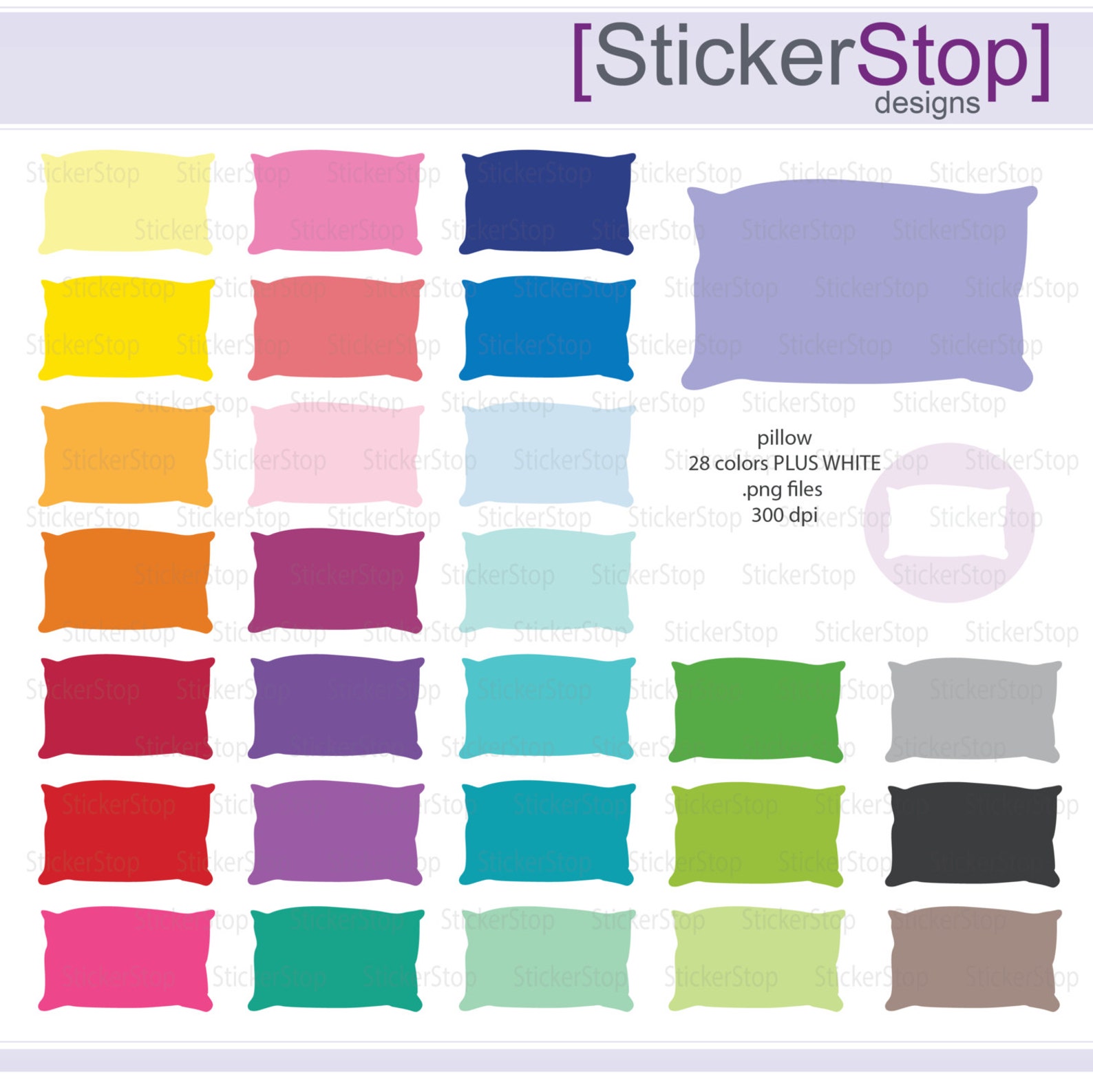 Pillow Icon Digital Clipart in Rainbow Colors - Instant Download PNG ...