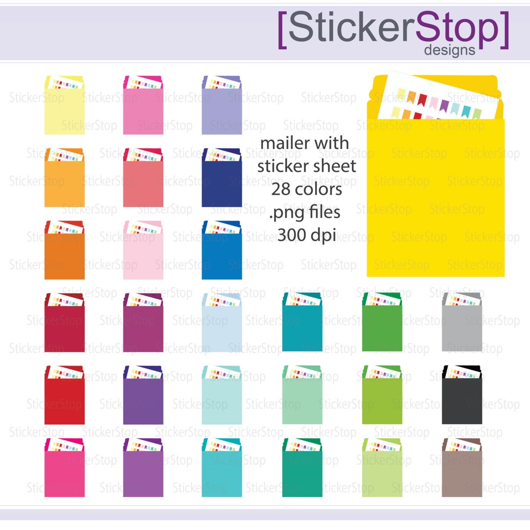 Mailer With Sticker Sheet Icon Digital Clipart in Rainbow Colors ...