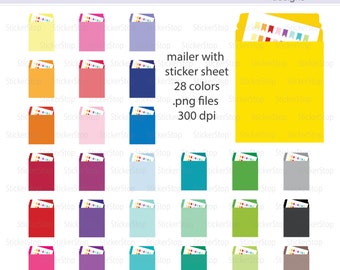Envelope Mailer Icon Digital Clipart in Rainbow Colors Instant Download ...