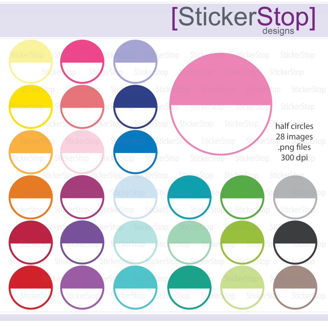 Rainbow Colors Solid Half Circles Digital Clipart - Instant Download ...