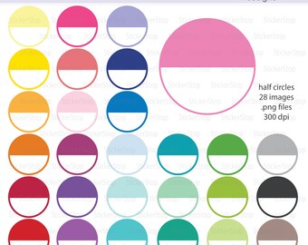 Rainbow Colors Solid Half Circles Digital Clipart Instant - Etsy