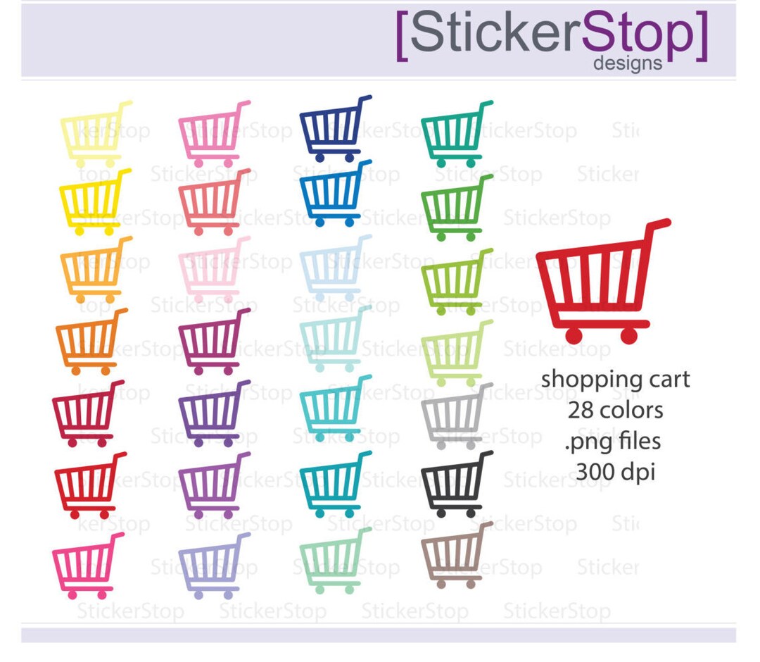 Shopping Cart Clipart 28 Colors, PNG Digital Clipart - Instant Download ...
