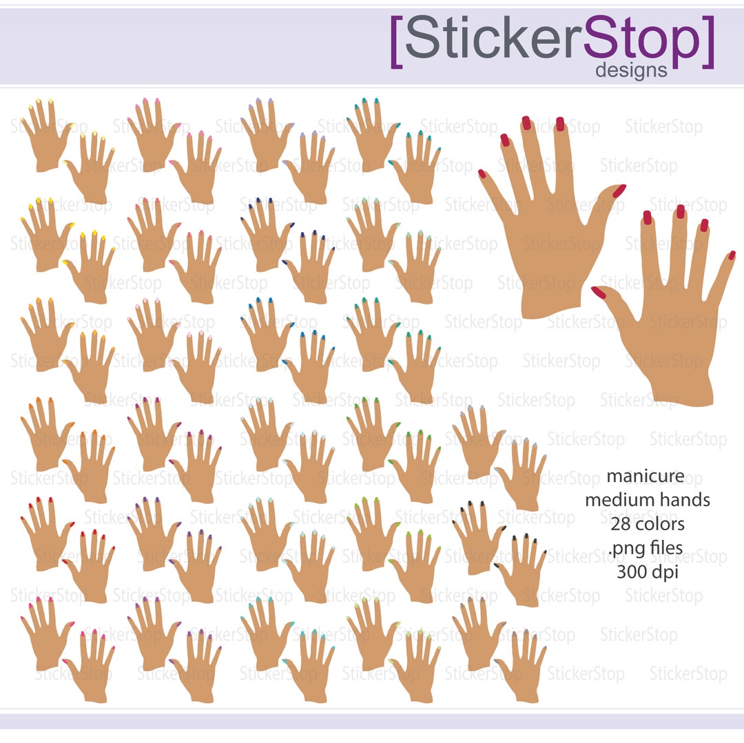 Manicure Medium Hands Icon Clipart in Rainbow Colors - Instant Download ...