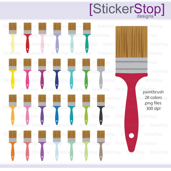 Paint Brush Icon Digital Clipart in Rainbow Colors - Instant download ...