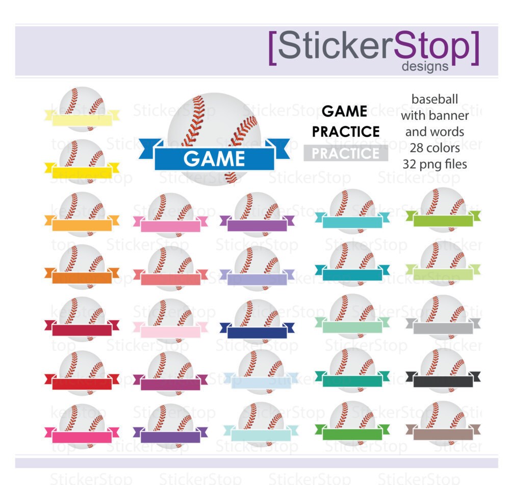Baseball Game and Practice Reminder Clipart 28 Colors, PNG Digital ...
