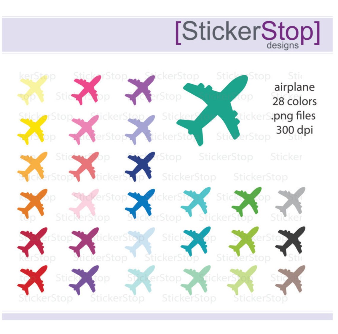 Airplane Clipart 28 Colors, PNG Digital Clipart Instant Download Plane ...