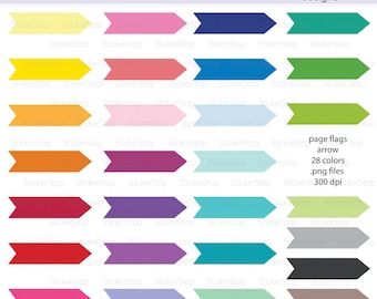 Color Block Page Flags Digital Clipart Instant Download PNG | Etsy