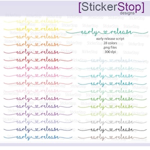 Early Release Script Icon Digital Clipart in Rainbow Colors - Instant ...