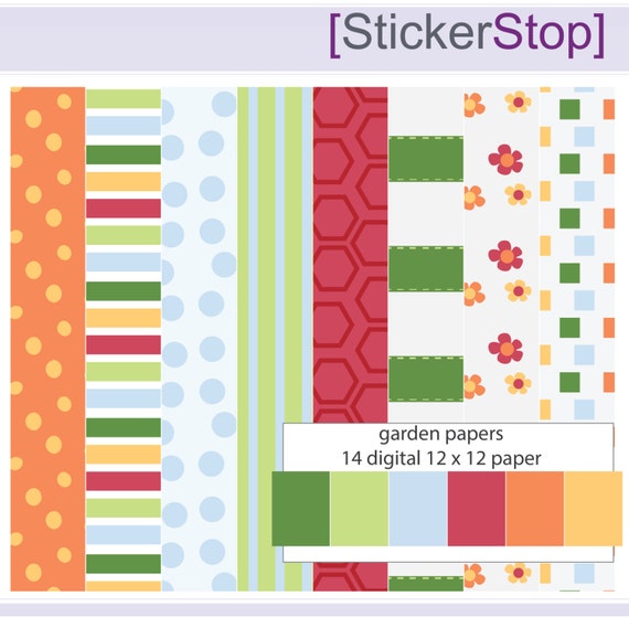 Gardening Garden Digital Paper Set - Instant download PNG files - 12 x ...