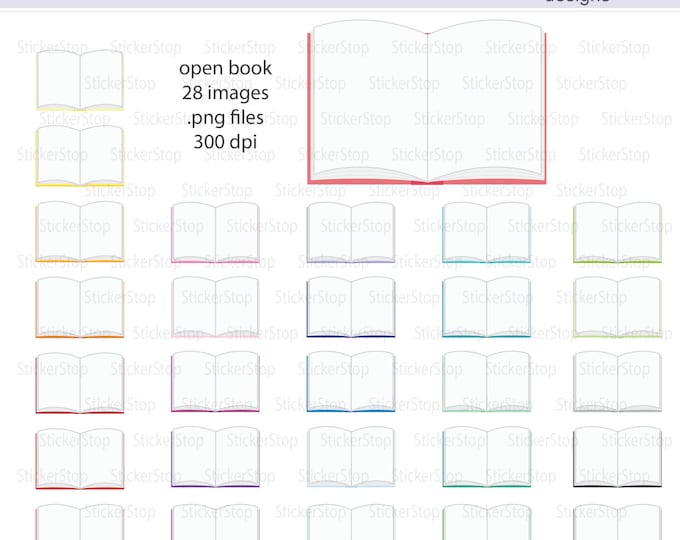 Reading Open Book Digital Clipart Instant Download PNG Files - Etsy