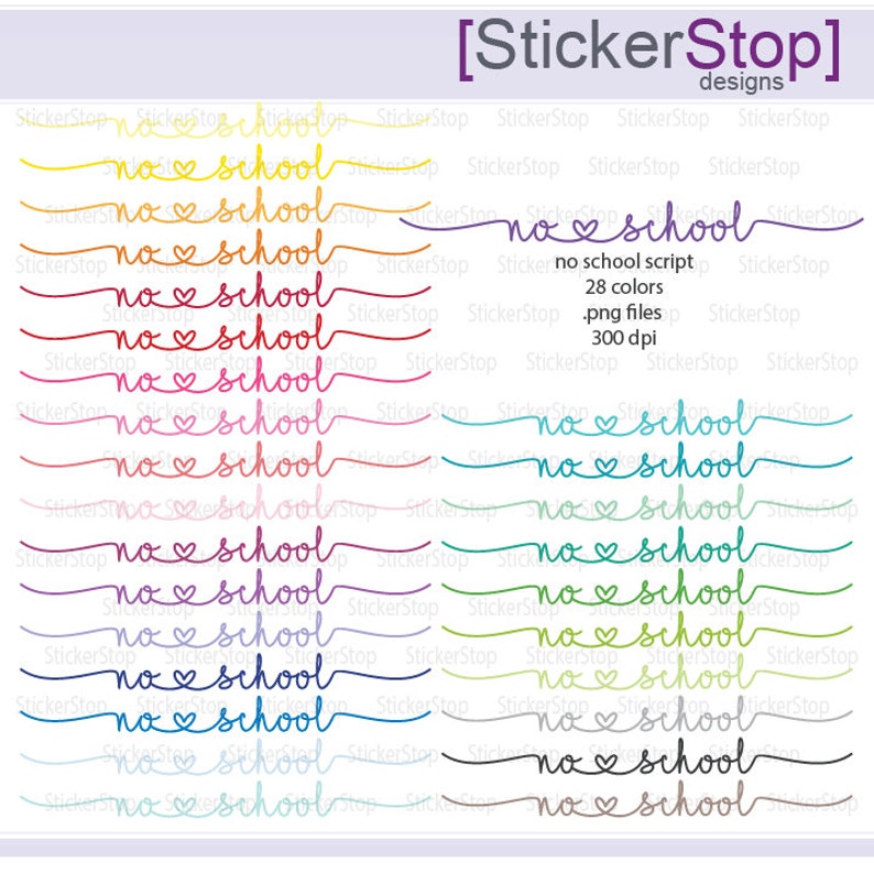 No School Script Icon Digital Clipart in Rainbow Colors - Instant ...