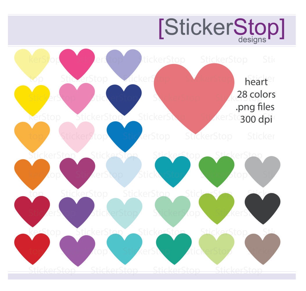 Rainbow Hearts Clipart 28 Colors, PNG Digital Clipart - Instant ...