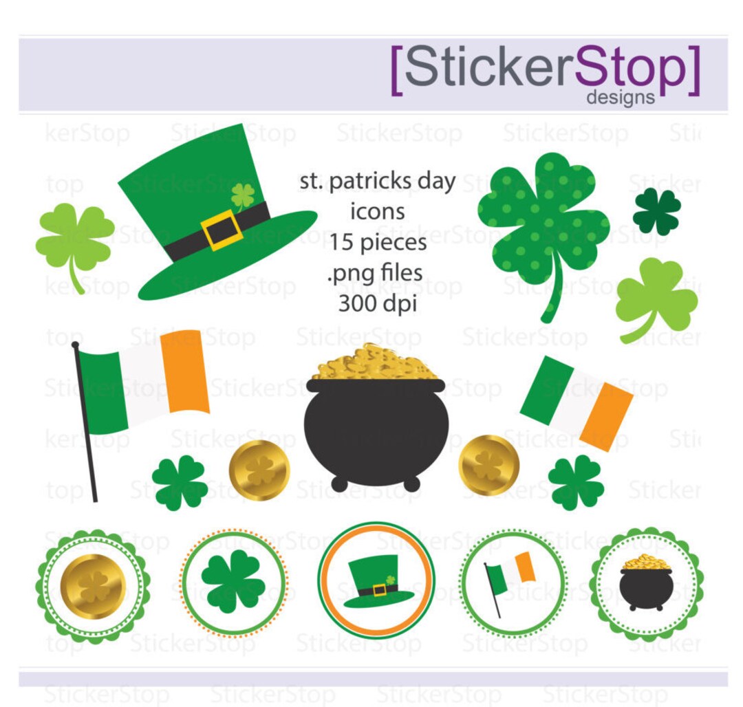 St. Patricks Day Icons PNG Digital Clipart - Instant Download - St ...