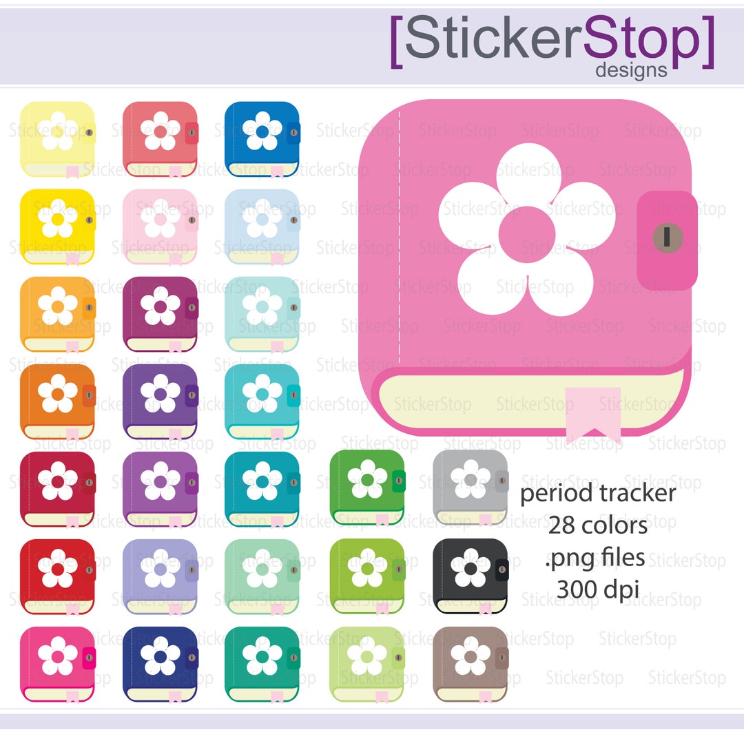 Period Tracker App Icon Digital Clipart in Rainbow Colors - Instant ...