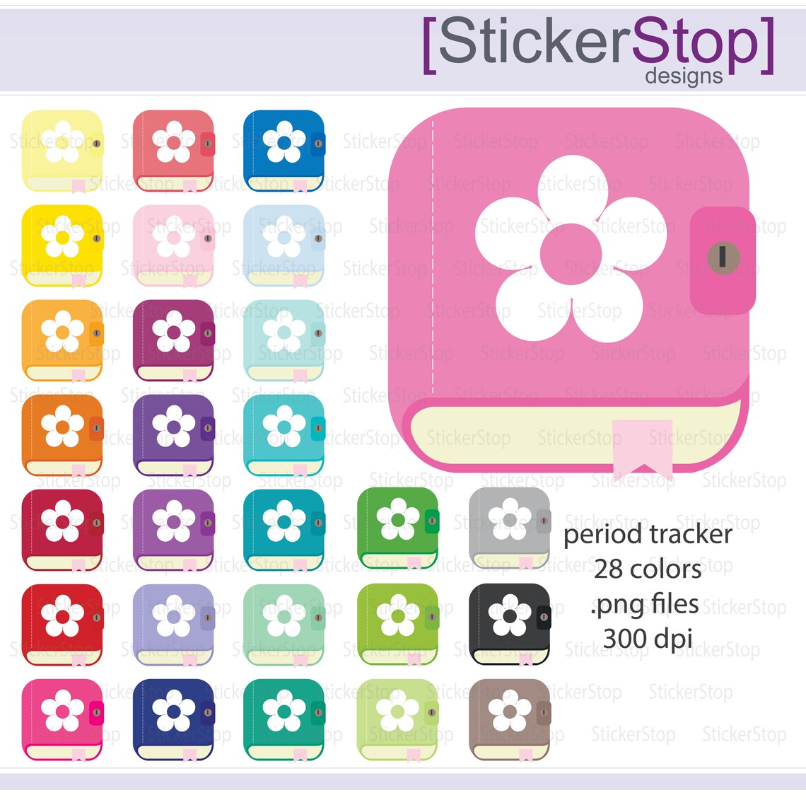 Period Tracker App Icon Digital Clipart in Rainbow Colors - Instant ...