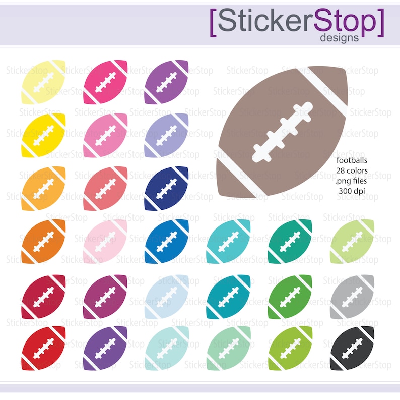 Football Icon Digital Clipart in Rainbow Colors - Instant Download PNG ...